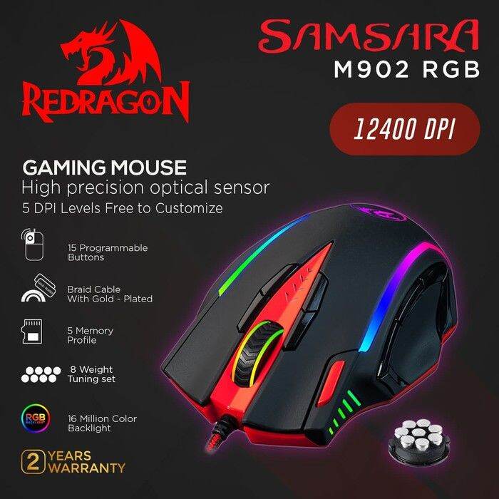 Redragon M902-RGB Gaming Mouse RGB SAMSARA 2 | Lazada Indonesia