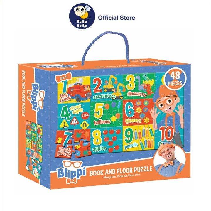 Blippi Giant Floor Puzzle & Book For Kids to Learn Numbers & Counting ...