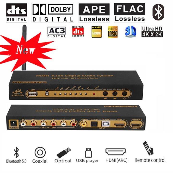 HDMI 5.1 Audio Converter Decoder DAC DTS AC3 FLAC PCUSB APE 4K*2K HDMI ...