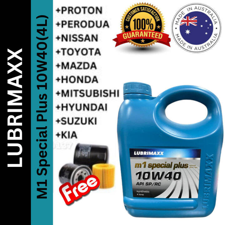 【MADE IN AUSTRALIA】 LUBRIMAXX M1 SPECIAL 10W40 SM/CF 4 LITER SEMI-SYNTHETIC (FREE OIL FILTER ...