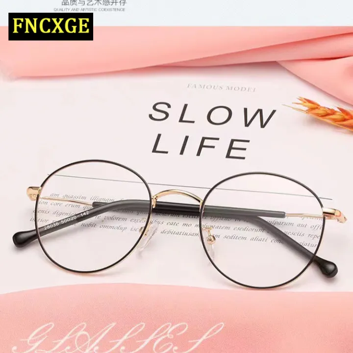 FNCXGE แว่นตา กรอบโลหะ ขนาดใหญ่ ป้องกันแสงสีฟ้า 0°-600° (พร้อมส่ง) | Lazada.co.th