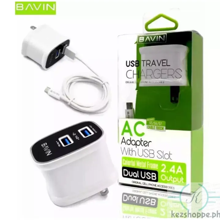 Bavin 2.4A Dual USB Port Ultra Fast Charger for iPhone Android TypeC ...