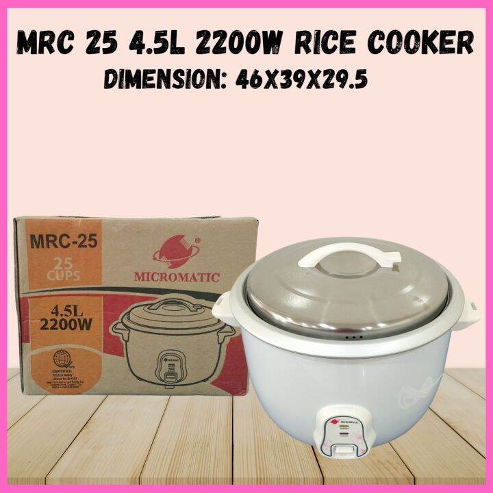 Micromatic MRC-25 4.5Liters Capacity 25 Cups Heavy Duty Rice Cooker ...