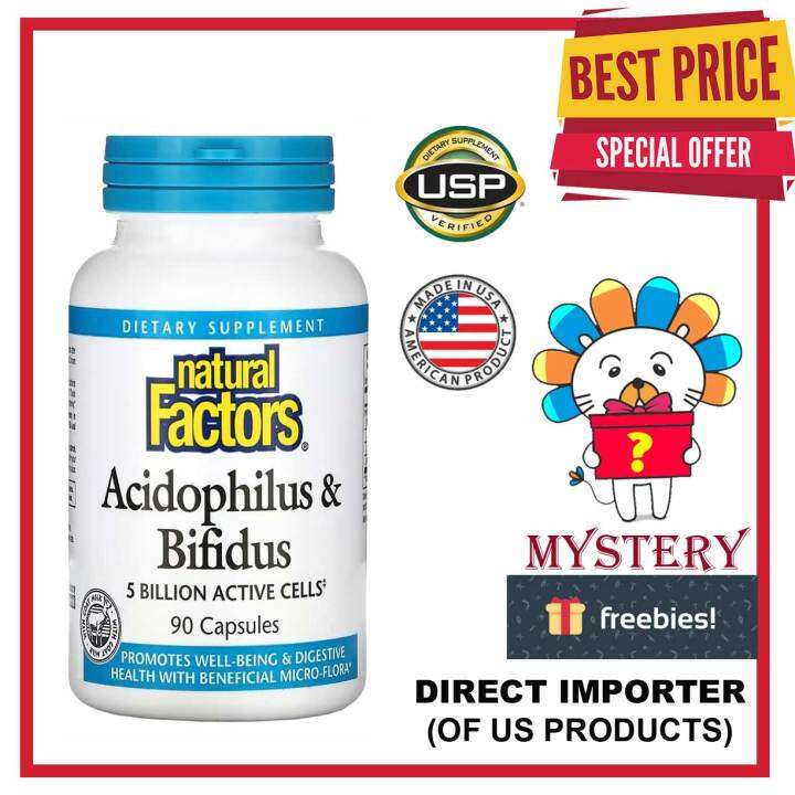 Natural Factors, Acidophilus & Bifidus, 5 Billion, 90 Capsules | Lazada PH
