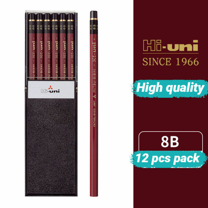 Uni Mitsubishi Hi-Uni Wood Pencil Sketch Professional High Quality Drawing Pencils 12pcs Pack ...
