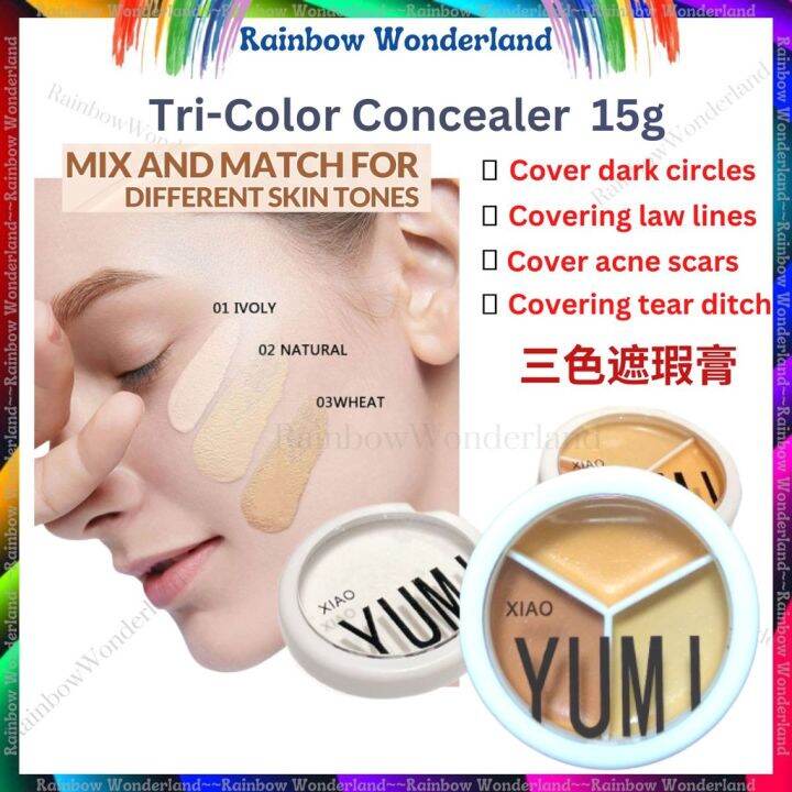 【IN STOCK KL】YUMI* Tri-color Concealer *Covers Spots Acne Marks Dark Circles 15g | Lazada