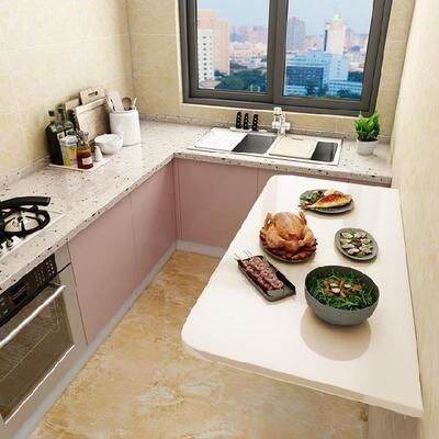 Small-sized dining table saves space. Invisible countertops are strong ...