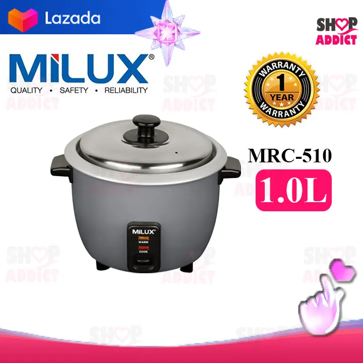 Milux Electric Rice Cooker 400W MRC-510 1.0L With Large Heating Element ...
