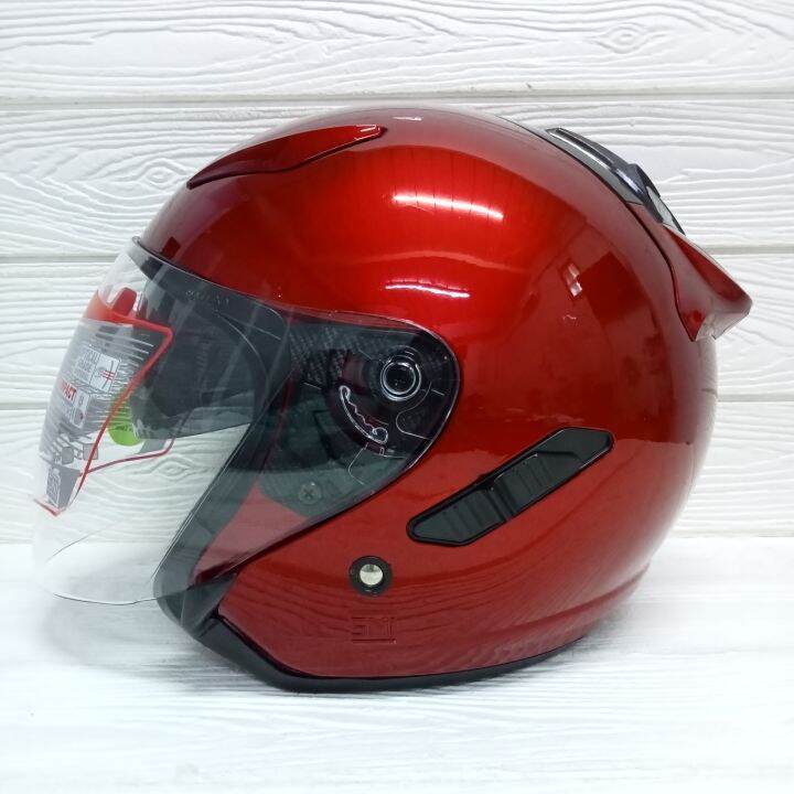 HELM SHEL ROVER SOLID CANDY RED DOUBLE VISOR | Lazada Indonesia