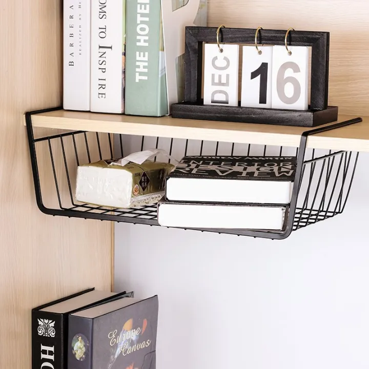 Under Shelf Table Storage Basket Rack Desk Wire Cabinet Hanging Rack ...