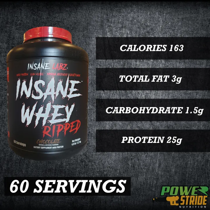Insane Labz Insane Whey Ripped (60 SERVINGS) - Multiple Flavours (WITH ...