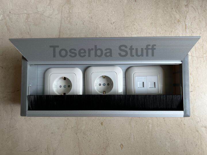 GROMMET BOX STOP KONTAK MEJA BAHAN ALUMINIUM TEMPAT DUDUKAN DAN PENUTUP ...