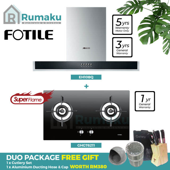 FOTILE Special Duo Package EH10BQ Chimney Cooker Hood + GHG78211 Built ...