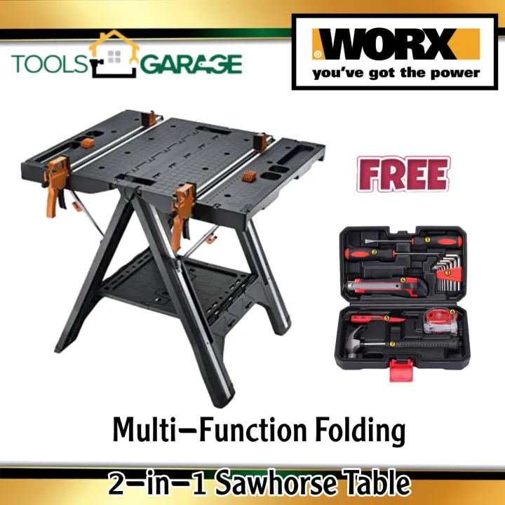 WORX WX051 Multi-Function Work Table Foldable Sawhorse Sawing Table ...