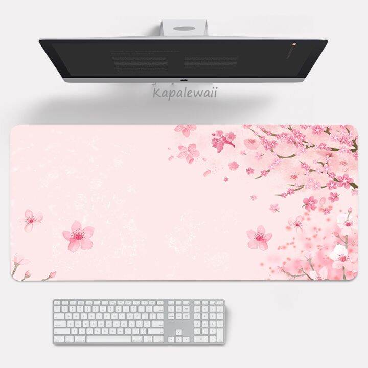 Sakura Mouse Pad Table Mat Pink Flower Computer Keyboard Cute Mousepad Overlock Cherry Blossom ...