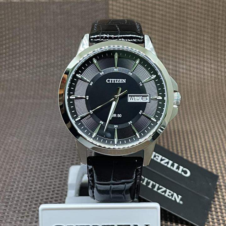 Citizen BF2011-01E Black Analog Black Leather Standard Quartz Men's ...