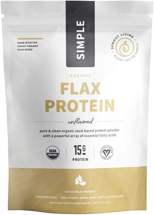 Sprout Living, Flax Protein Powder, 15 Grams Organic Plant Protein ...