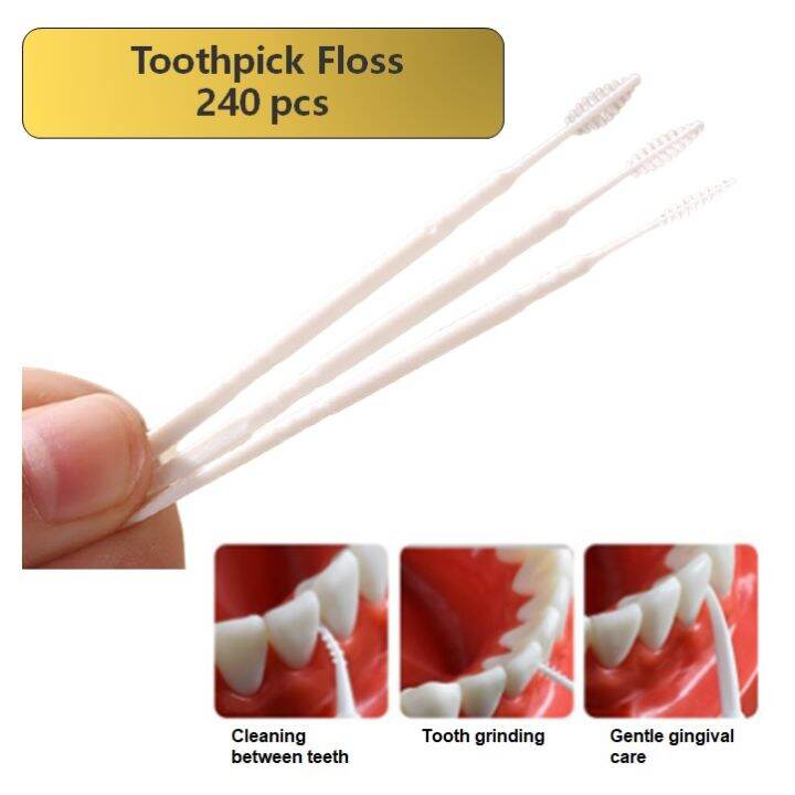 Toothpick 2-In-1 Dental Floss Picks Toughness Interdental Brush Teeth ...