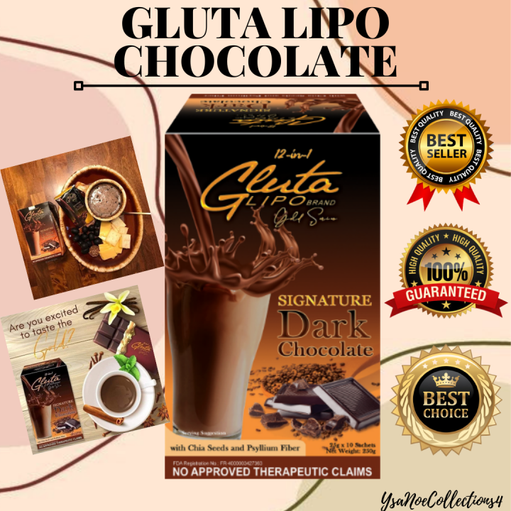 Original GLUTA LIPO GOLD SERIES Signature DARK CHOCOLATE 12 in 1 Flavor ...