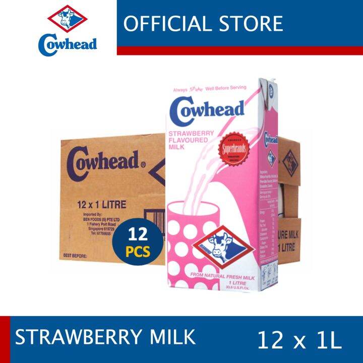 Cowhead Strawberry Milk 1L x 12 [Cowhead - Fresh Milk - UHT]- Expiry ...