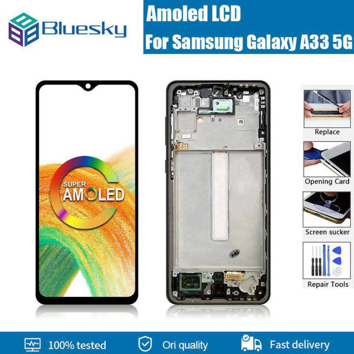 Bluesky Super AMOLED For Samsung Galaxy A33 5G LCD Display Touch Screen Digitizer With Frame For ...