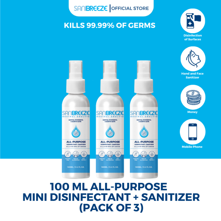 Sanibreeze 100mL Anolyte Sanitizer(Hypochlorous Acid) pack of 3 | Lazada PH