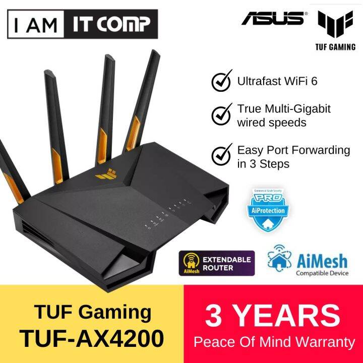 ASUS TUF Gaming AX4200 (TUF-AX4200) Dual Band WiFi 6 Gaming Router with ...