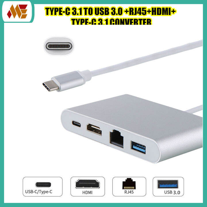 Type C Thunderbolt 3 To HDMI 4K Ethernet Lan USB-C USB 3.0 Adapter For Laptop PC Computer Type C ...