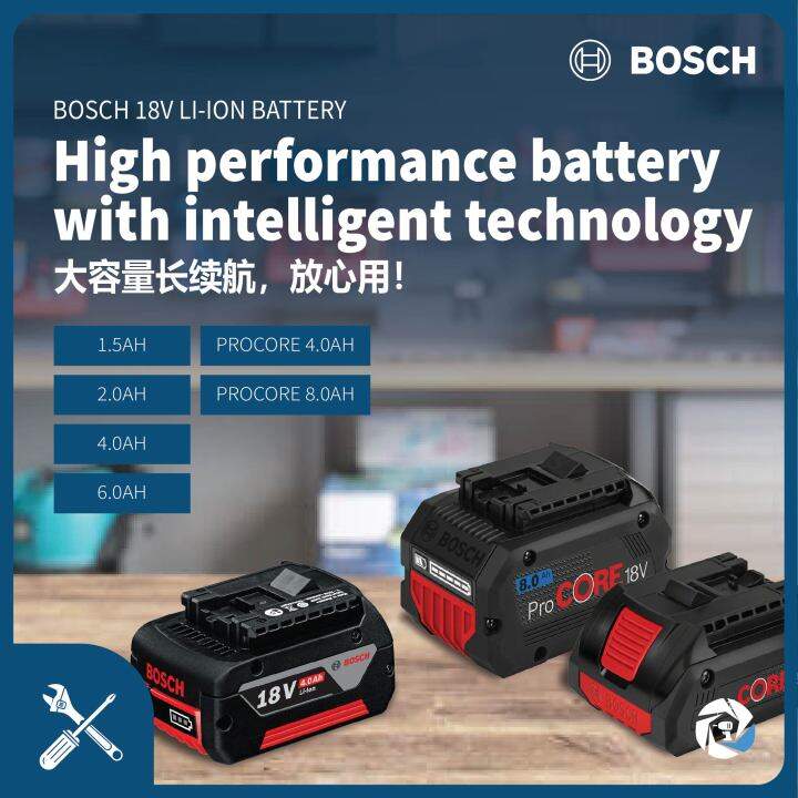 BOSCH BATTERY PACK 18V 1.5AH / 2.0AH / 4.0AH / 6.0AH 18V LI-ION BATTERY ...