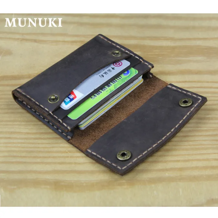 MUNUKI 100% ทำด้วยมือหรูหราบ้าม้าหนังแท้ผู้ถือบัตรผู้ชาย ID กรณีบัตร ...