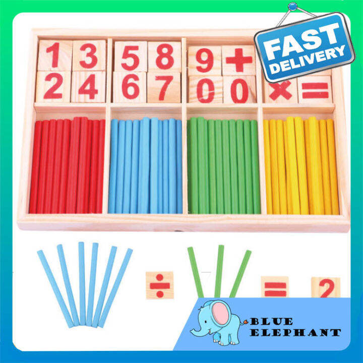 [Blue Elephant] Numbers with Counting Sticks Wooden Toy，Children Stick ...