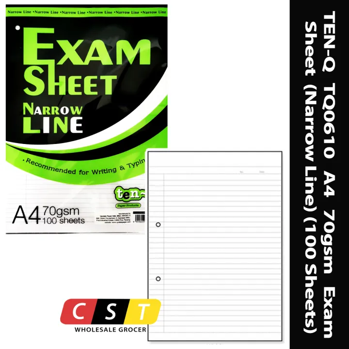 TEN-Q TQ0610 A4 70g Writing Paper Exam Sheet (Narrow Line)(100 Sheets ...