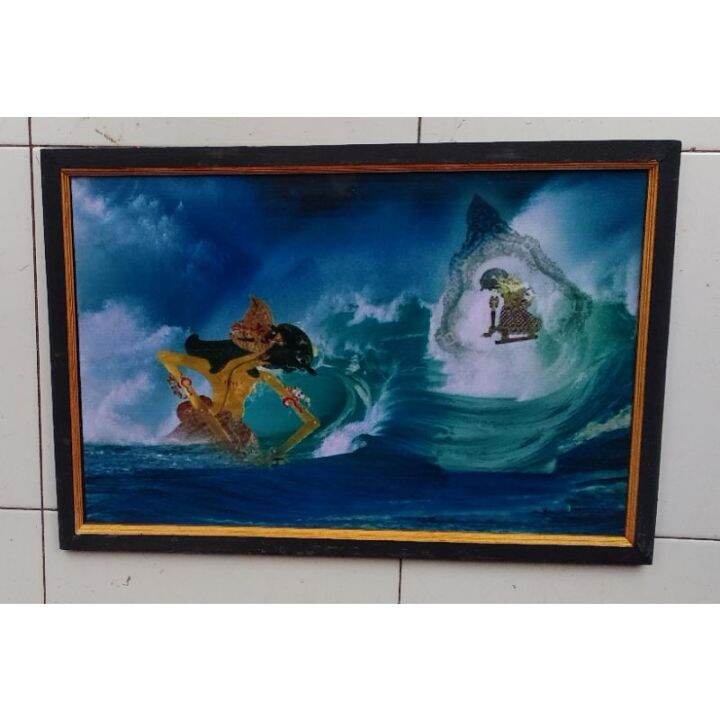 lukisan cetak Bima dan dewa Ruci plus bingkai ukuran 65×45 | Lazada ...