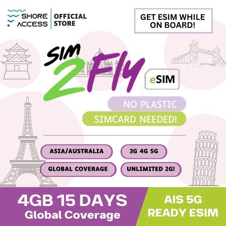 AIS Sim2Fly Global Coverage eSIM (PRE-LOADED) by Shoreaccess | Lazada PH