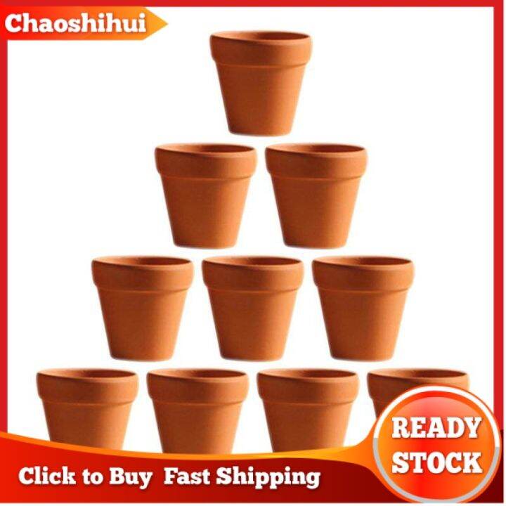 Chaoshihui 10Pcs 5.5x5cm Small Mini Terracotta Pot Clay Ceramic Pottery Planter Cactus Flower ...