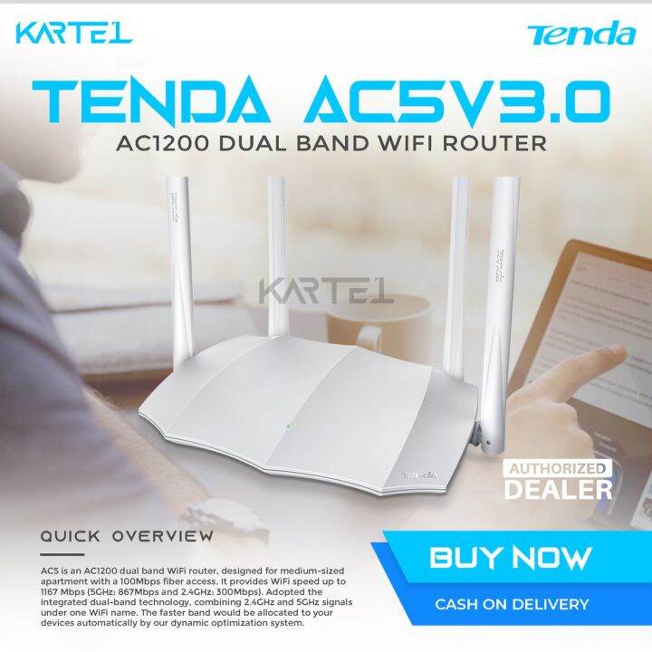 Tenda AC5 v3 AC1200 Dual Band WiFi Router (English Version) | Lazada PH