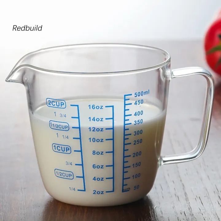 Red（CFYP）-250ml 500ml Heat-resisting Glass Measuring Cup Milk Scale ...