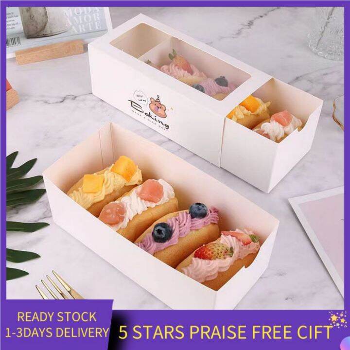 50PCS ROLL CAKE BOX LOAF BOX BANANA BREAD BOX KOREAN DONUT BOX PASTRY BOX | Lazada PH