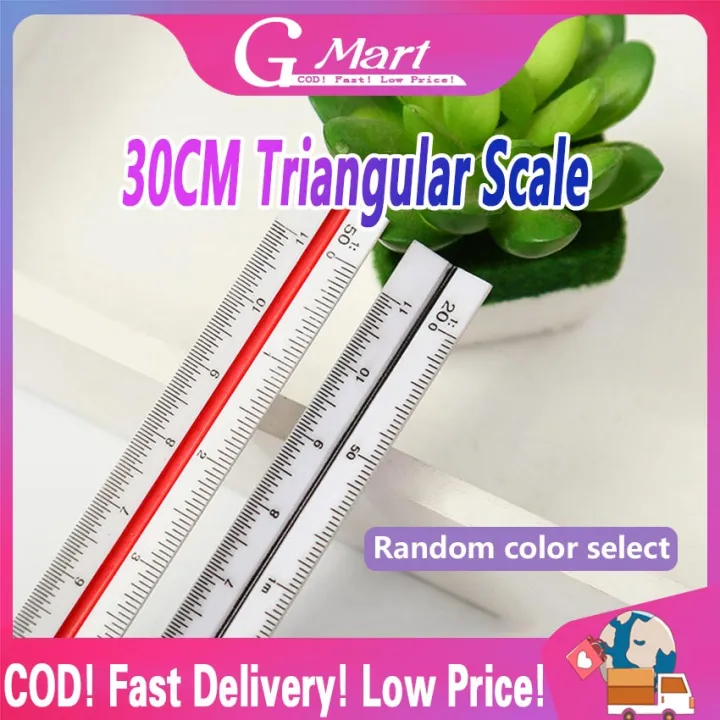 30cm Plastic Triangular Ruler Scale Architect Engineers Technical Rule ...