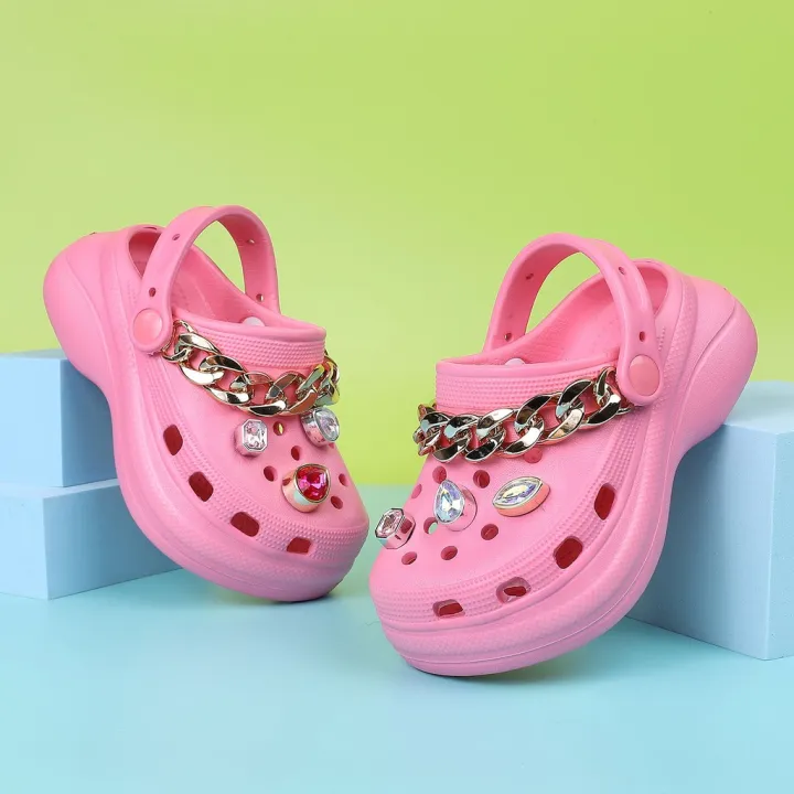 Kids Girl Bae Clog Crocs Thick sole with chain Accesories | Lazada PH