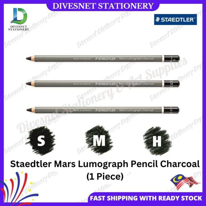 Staedtler Mars Lumograph Pencil Charcoal C (Soft/Medium/Hard) Pensil Arang Hitam (1 Piece) | Lazada