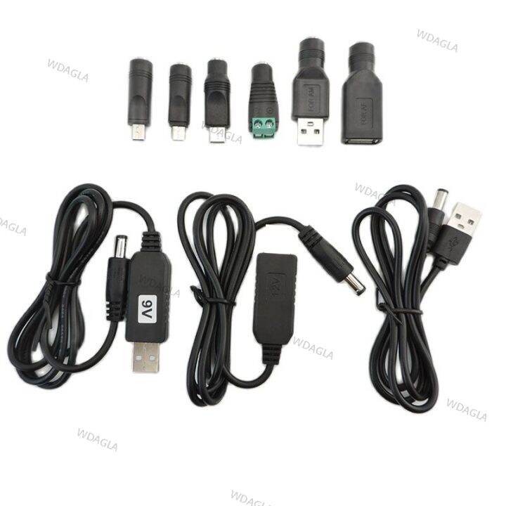 USB to DC 5V 9V 12V USB type a male female Mini 5pin Type C Power Boost Line 5.5x2.1mm Step UP ...