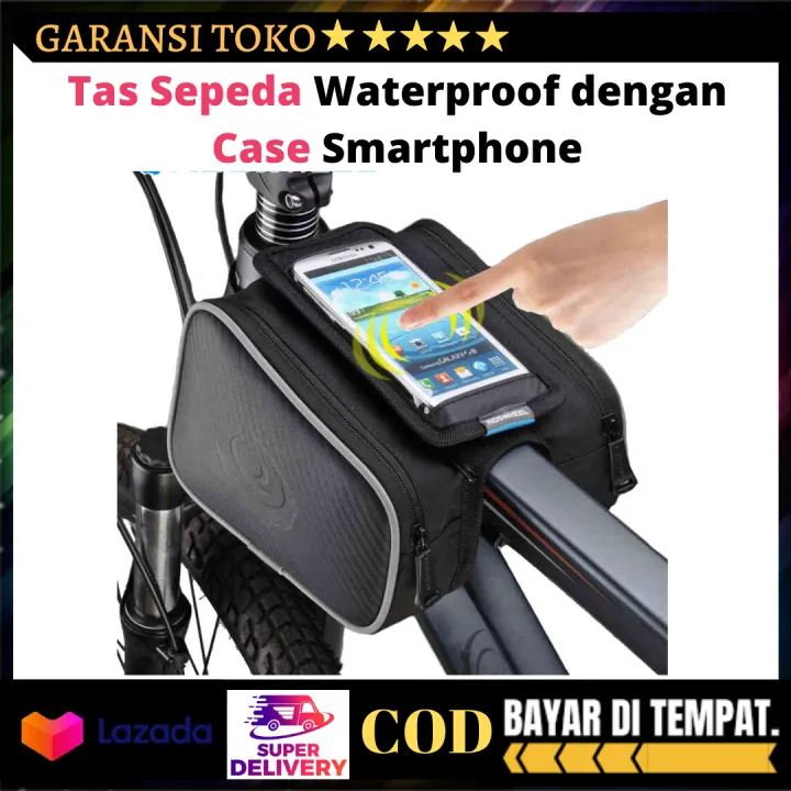 Tas Sepeda Waterproof dengan Case Smartphone / Tas Sepeda Gunung / Tas ...