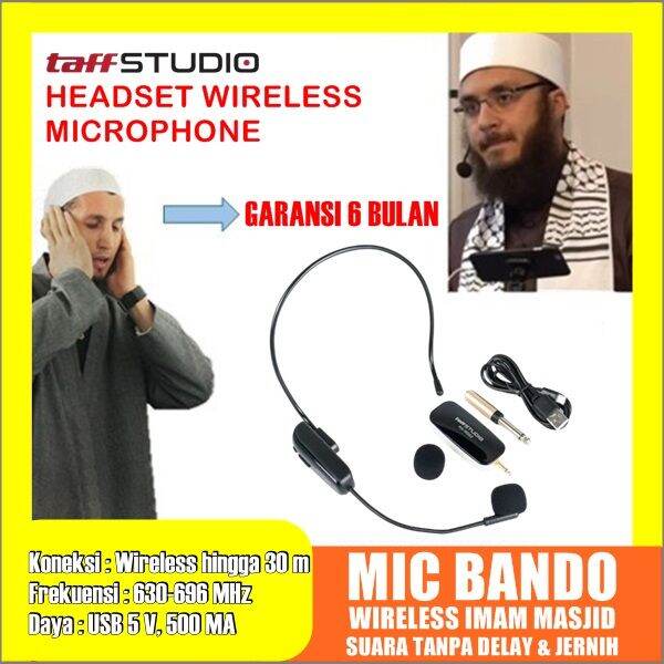 BIG SALE mic bando wireless imam masjid headset microphone imam masjid mic bando wireless tanpa ...