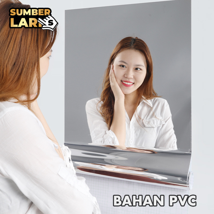 Stiker kaca Mirror Silver Seperti Cermin 100Cmx50Cm Dekorasi Dinding ...