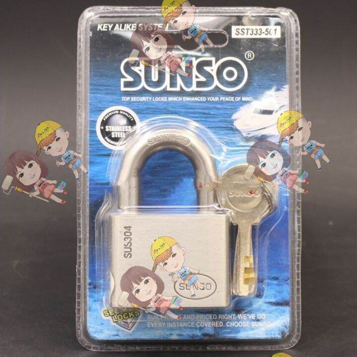 100% ORIGINAL Sunso #304 Stainless Steel Chrome Pad Lock (100% STEEL ...