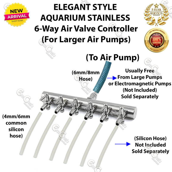 STAINLESS 6-Way Air Controller Valve For Silicone Air Hose Air Valve ...