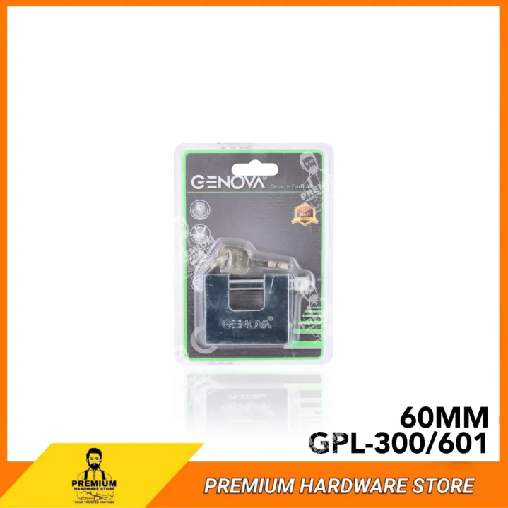 GENOVA (ARMOR) Secure Padlock GPL-300 60MM Stainless Steel Anti Cut ...