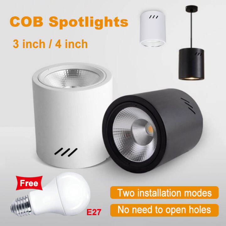 Round LED Downlight Non-opening Hole E27 Screw Port Surface Mounted ...