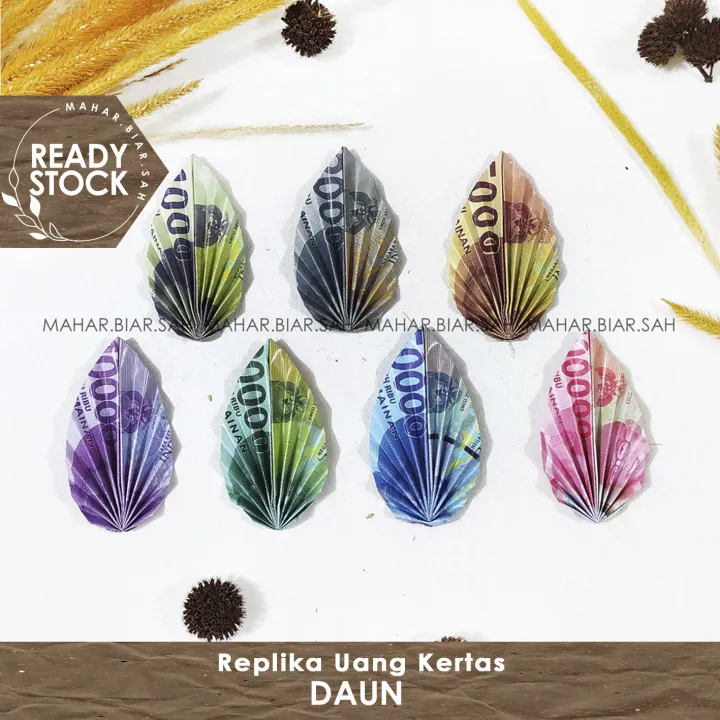 RS Origami Daun dari Replika Uang Kertas / Mahar / Seserahan / Dekorasi ...